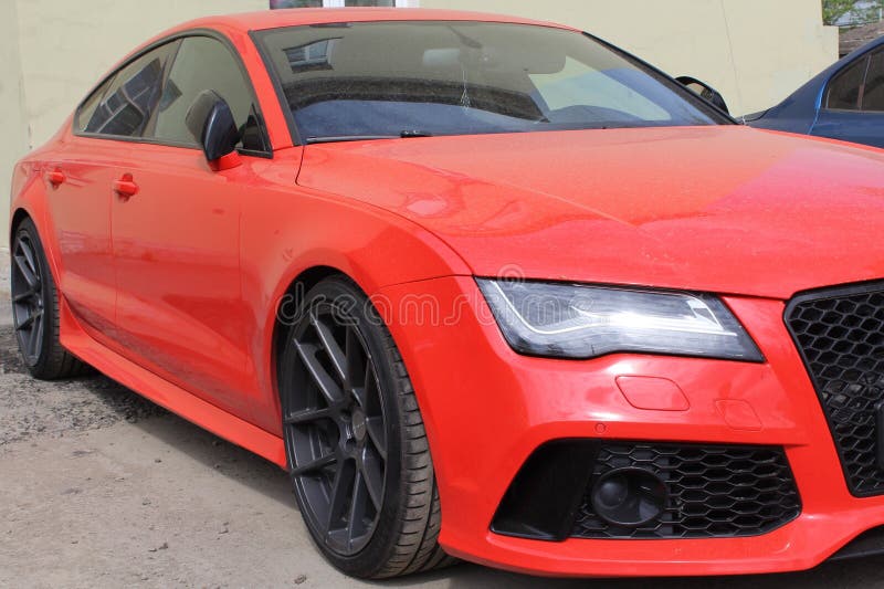 Modern red audi car stock photo. Image of automotive - 278316398