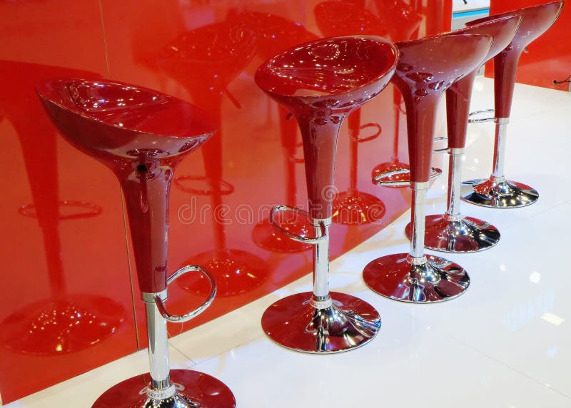 Modern red bar stools stock image. Image of modern, food - 79047017