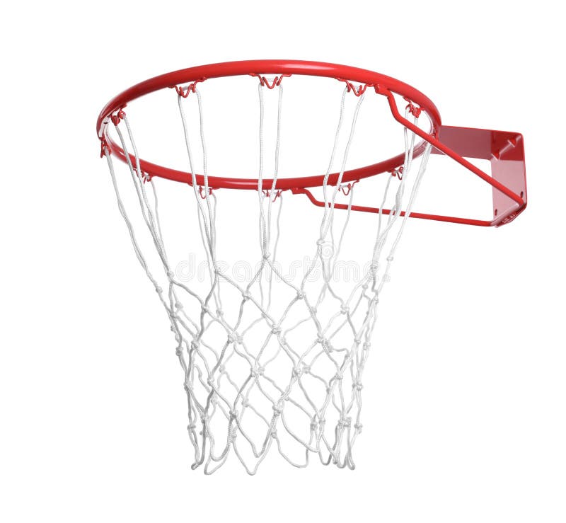 Modern Red Basketball Hoop with Net on White Background Stock Image ...