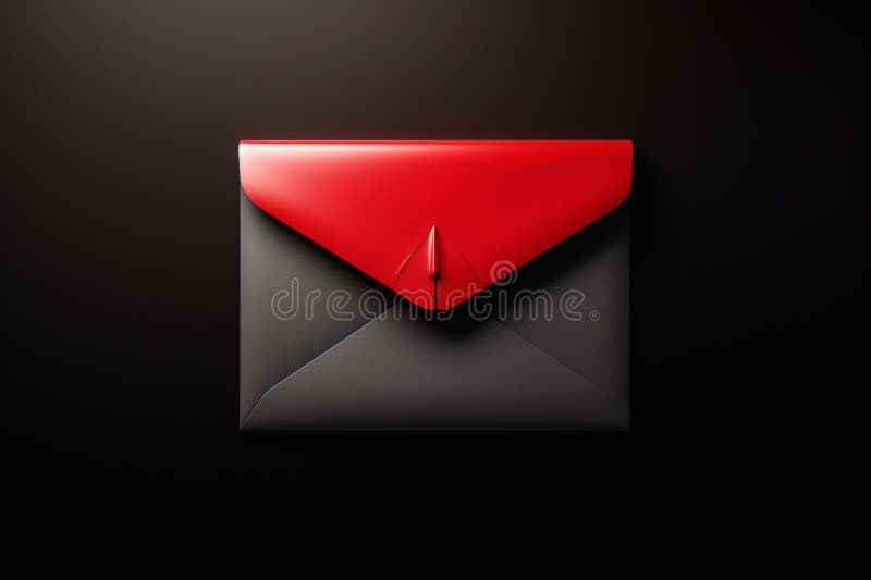 Modern Red and Black Envelope on Black Background. Communication ...
