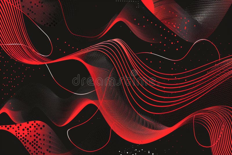 Modern Red and Black Geometric Technology Background with Dynamic Waves ...