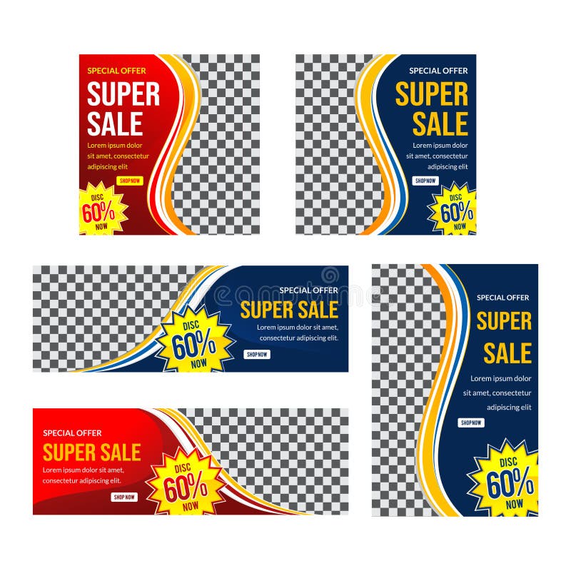 Modern Red and Blue Super Sale Banner Design Stock Vector ...