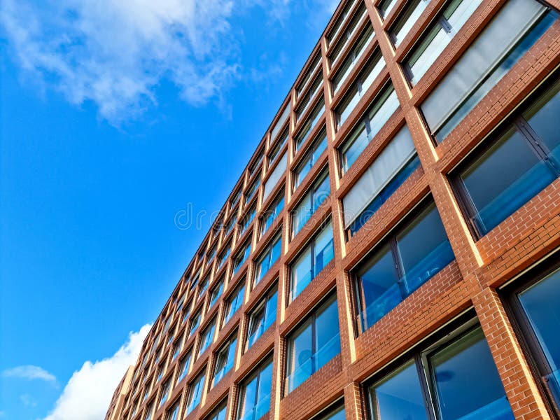 Modern Red Brick Building Facade with Blue Sky in Berlin Editorial ...