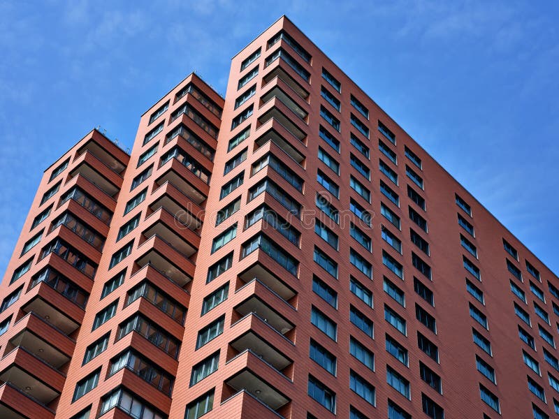 Modern Red Brick Tall House in Bratislava, Slovakia Stock Image - Image ...