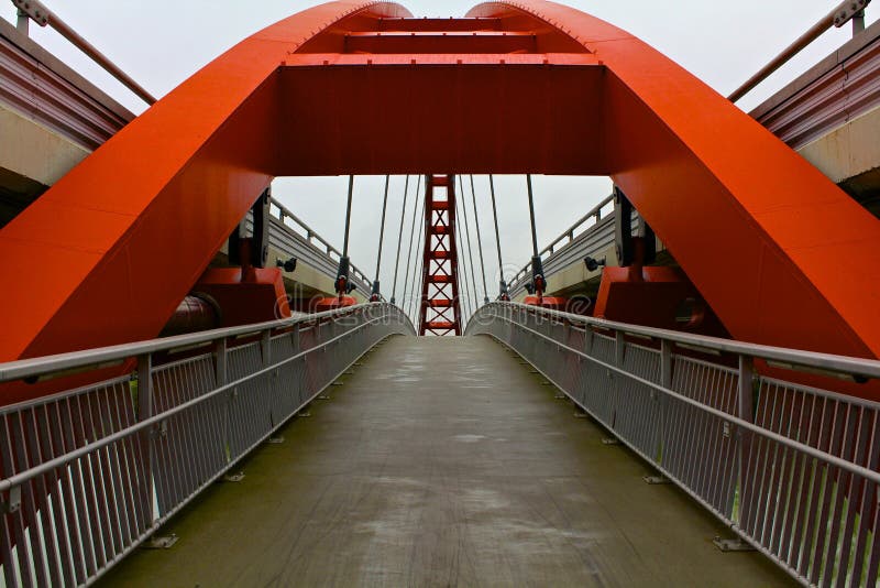 Modern Red Bridge stock photo. Image of architecture - 28505780