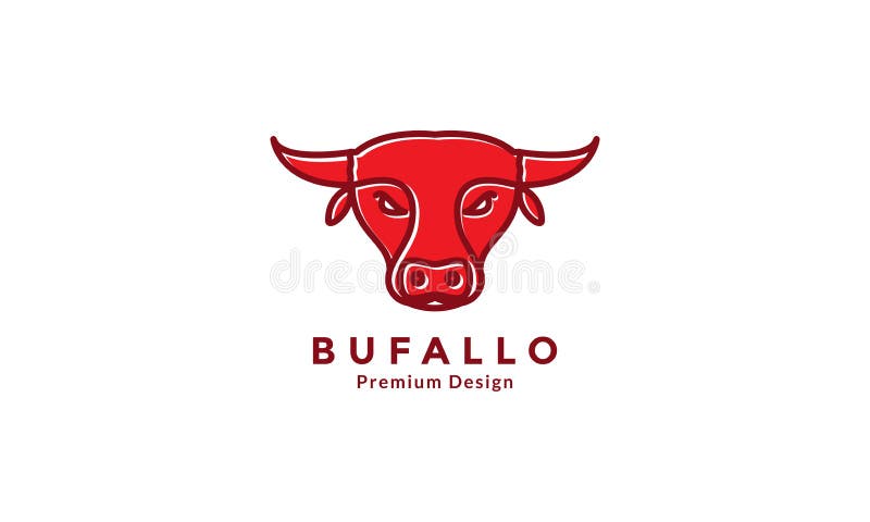Modern Red Buffalo Head Logo Design Vector Icon Symbol Illustration ...
