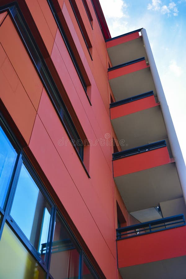 Modern Red Building with Offices Stock Image - Image of facade, modern ...