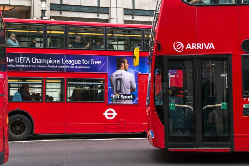 Modern Red Buses in London editorial stock image. Image of britain ...