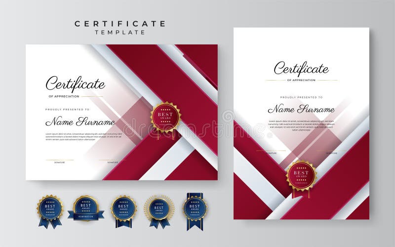 Modern Red Business Certificate Template Stock Illustration ...