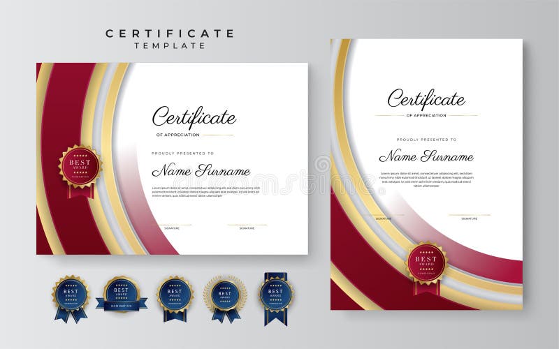Modern Red Business Certificate Template Stock Illustration ...