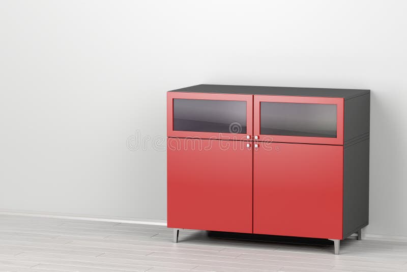 Modern red cabinet stock illustration. Illustration of wood - 137428762