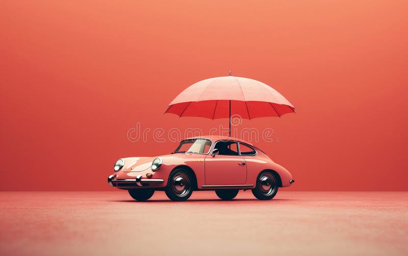 Modern Red Car Model Under a White Umbrella, Generative Ai Stock ...