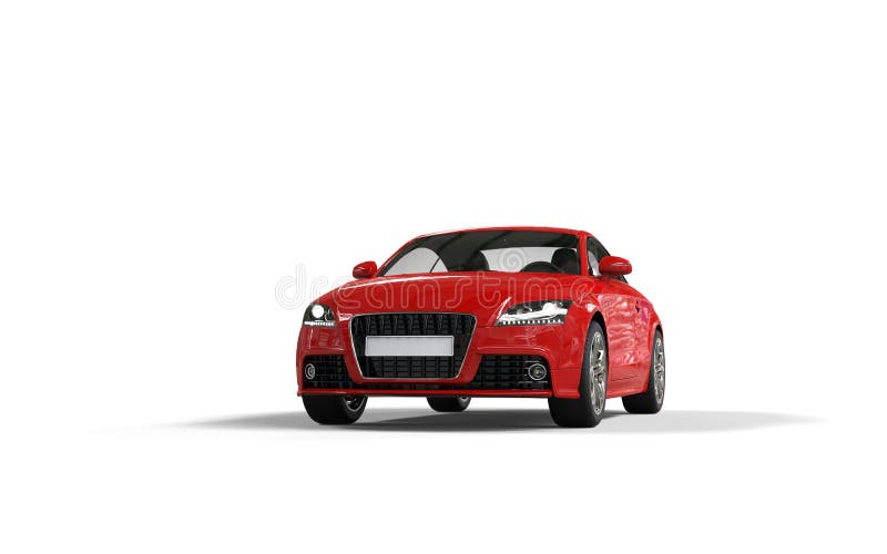 Modern Red Car on White Background Stock Illustration - Illustration of ...