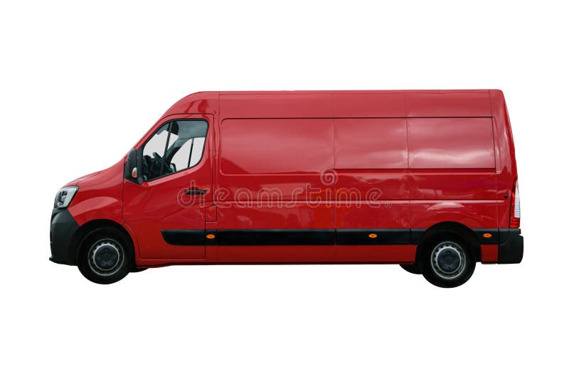 Modern red cargo van stock photo. Image of auto, logistics - 348343846