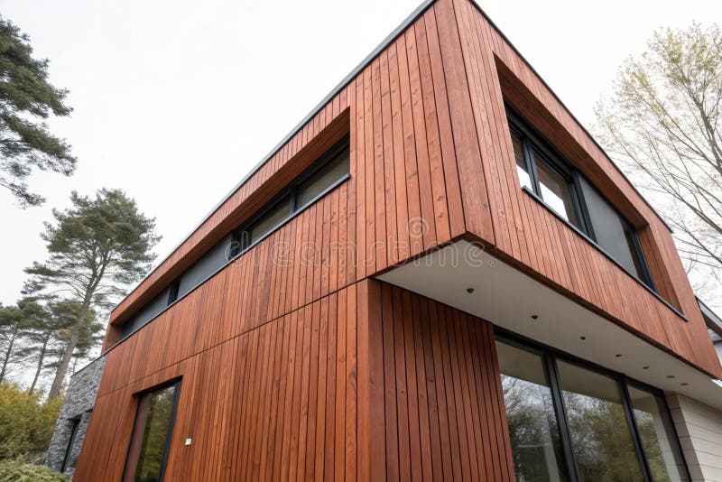 Modern Red Cedar Cladding Wood Facade Architecture Stock Illustration ...