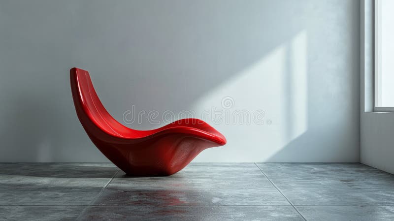 Modern Red Chair in Minimalistic Interior with Natural Light Stock ...