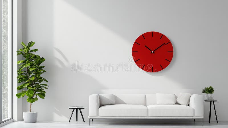 Modern red clock stock illustration. Illustration of striking - 375575622