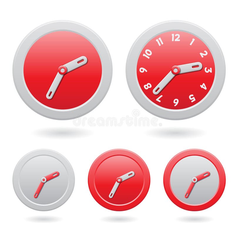 Modern Red Clocks on White stock vector. Illustration of graphic - 78582016