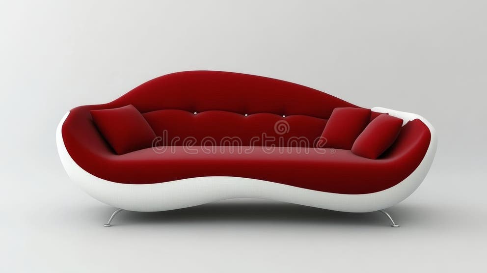 A Modern Red Couch is Photographed in a Studio Setting Against a White ...