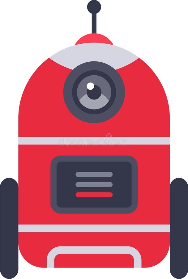 Modern Red Delivery Robot Moving on Wheels and Using Artificial ...