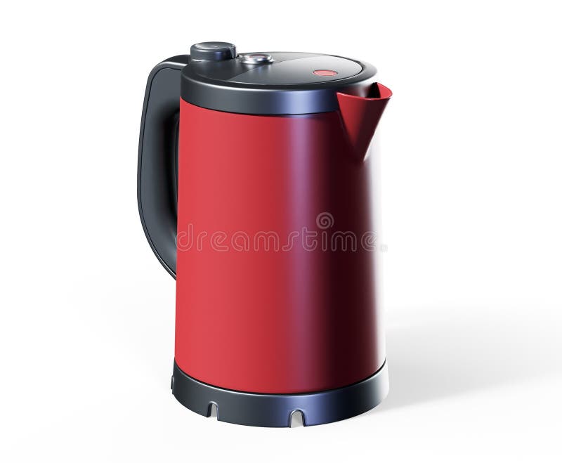 Modern Red Electric Kettle, 3D Rendering Stock Illustration ...
