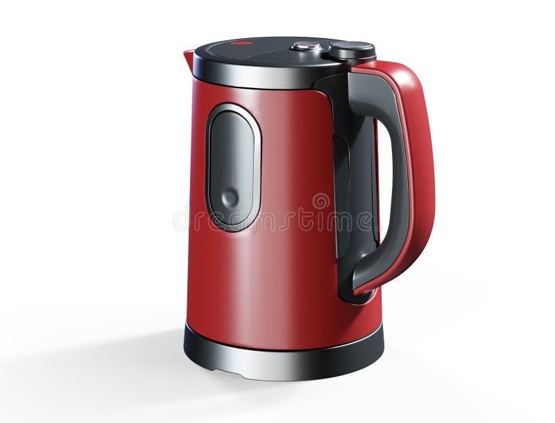 Modern Red Electric Kettle, 3D Rendering Stock Illustration ...