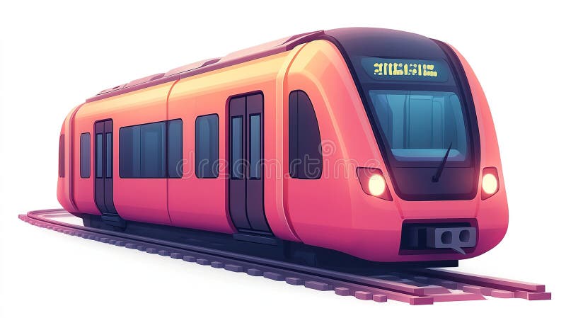 Modern Red Electric Train on Tracks, Isolated on White Background Stock ...