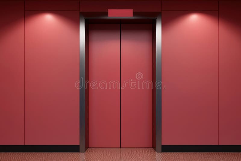 A Modern Red Elevator Door in a Contemporary Building Interior Stock Illustration - Illustration ...