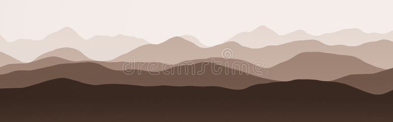 Modern Red Flat of Hills Peaks in Clouds Digitally Drawn Background or ...