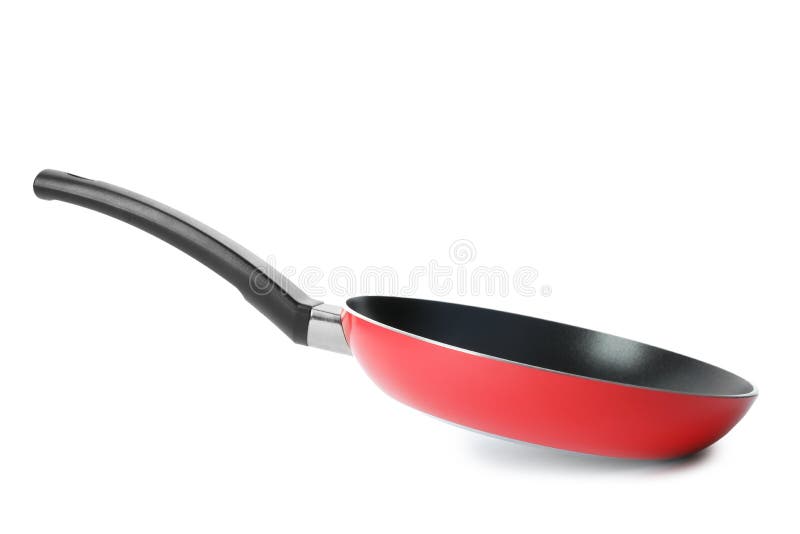 Modern Red Frying Pan Isolated Stock Image - Image of object, appliance ...