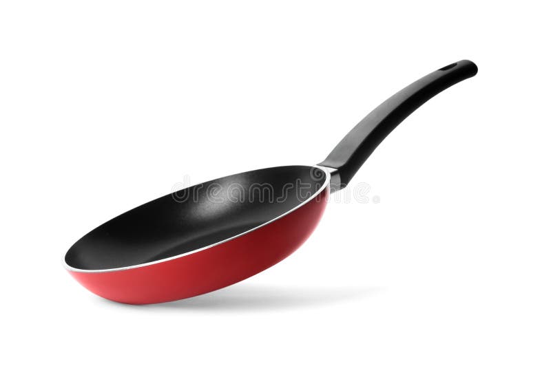 Modern Red Frying Pan Isolated on White Stock Image - Image of ceramic ...
