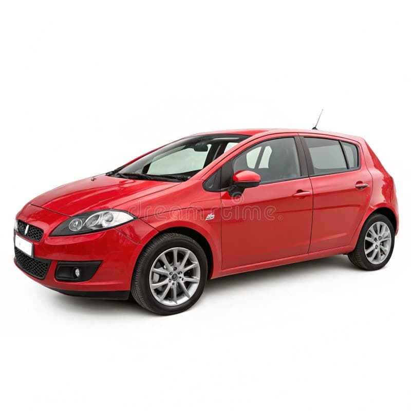 Modern Red Hatchback Car Isolated on White Background Stock ...