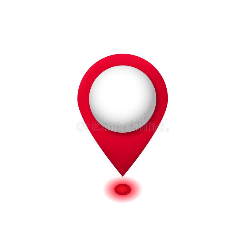Modern Red Location Pin Symbol with White Center for Maps and ...