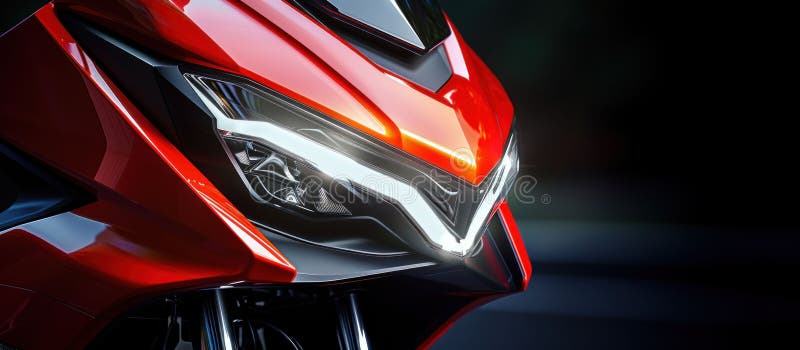 Modern Red Motorcycle Headlight Closeup. Generative Ai Stock ...