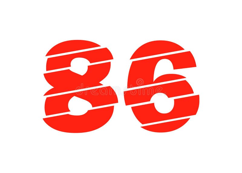 Modern Red 86 Number Design Vector Illustration. Numeral Vector Trendy ...