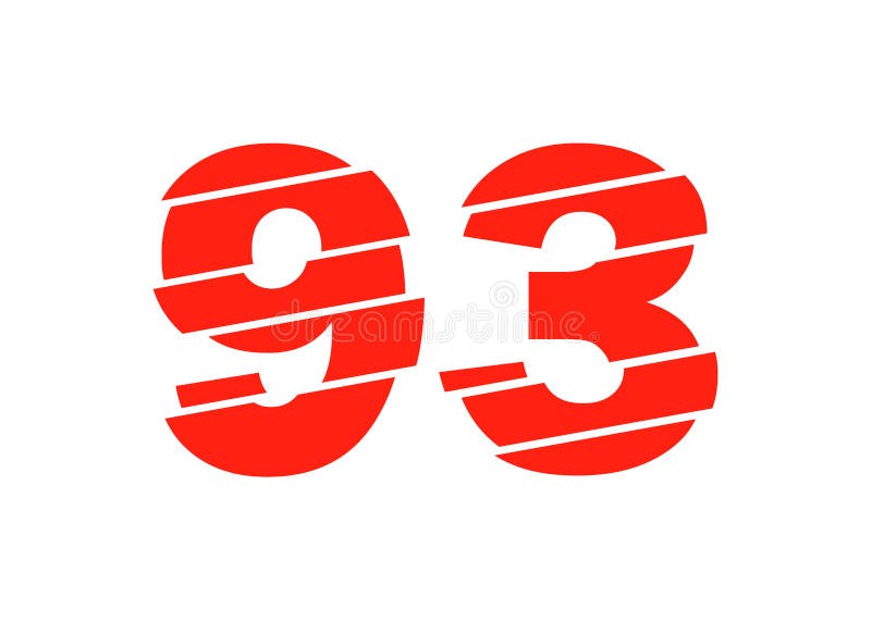 Modern Red 93 Number Design Vector Illustration. Numeral Vector Trendy ...