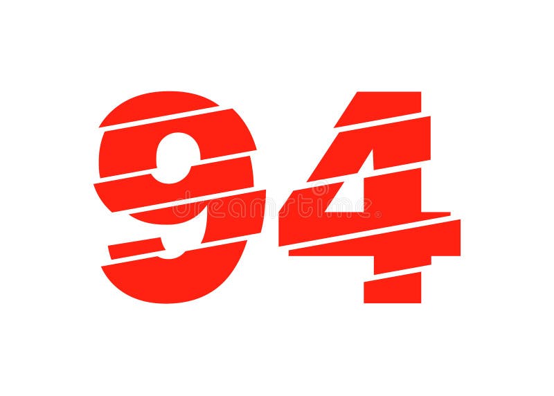 Modern Red 94 Number Design Vector Illustration. Numeral Vector Trendy ...
