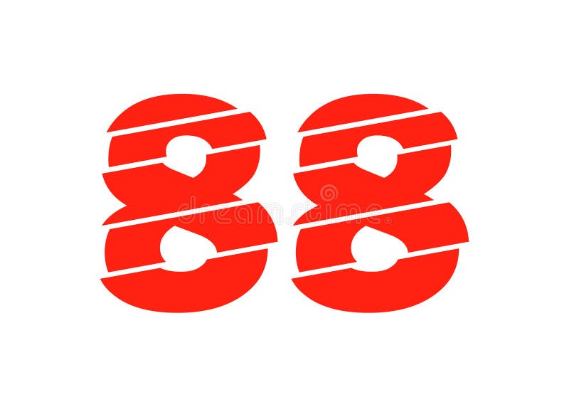 Modern Red 88 Number Design Vector Illustration. Numeral Vector Trendy ...