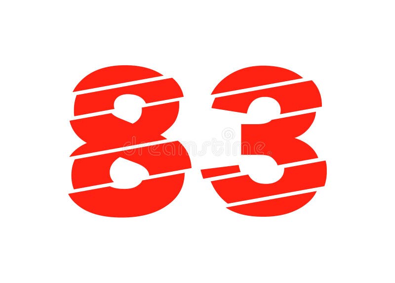Modern Red 83 Number Design Vector Illustration. Numeral Vector Trendy ...