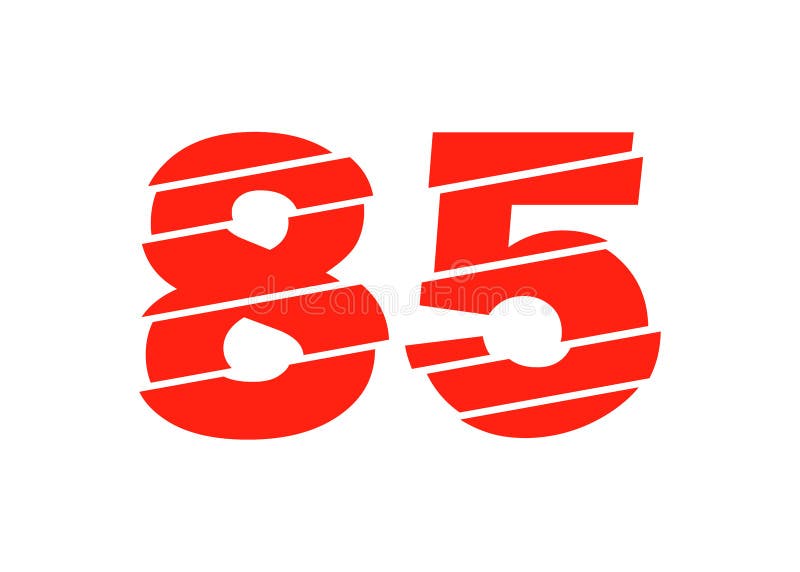 Modern Red 85 Number Design Vector Illustration. Numeral Vector Trendy ...
