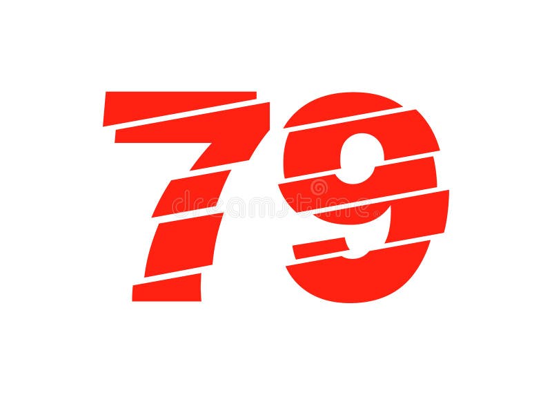 Modern Red 79 Number Design Vector Illustration. Numeral Vector Trendy ...