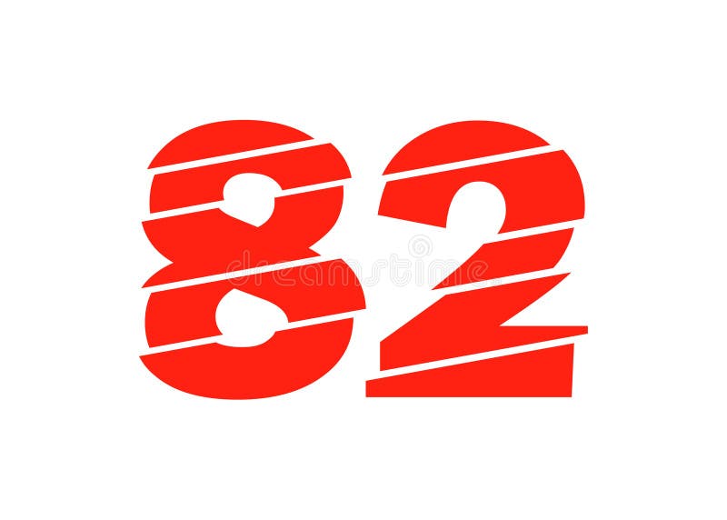Modern Red 82 Number Design Vector Illustration. Numeral Vector Trendy ...
