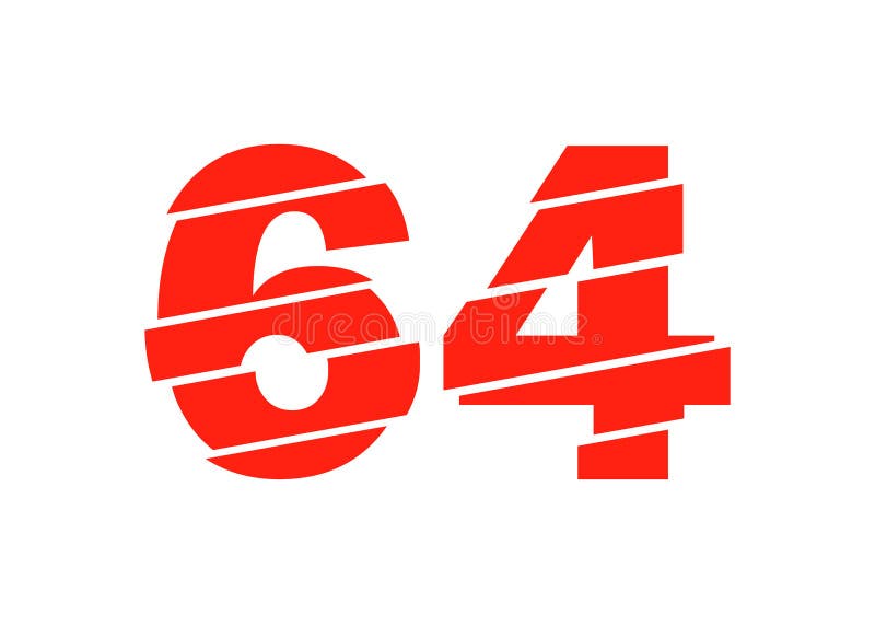 Modern Red 64 Number Design Vector Illustration. Numeral Vector Trendy ...