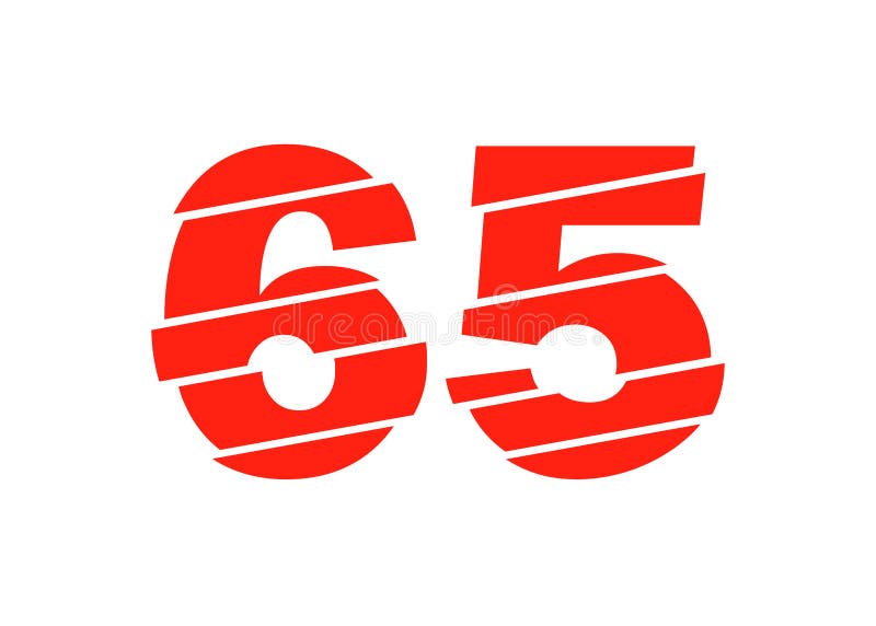 Modern Red 65 Number Design Vector Illustration. Numeral Vector Trendy ...