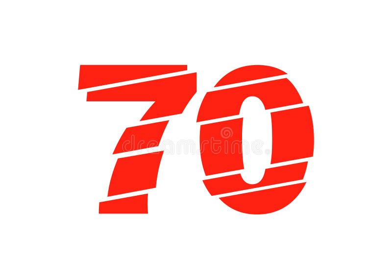 Modern Red 70 Number Design Vector Illustration. Numeral Vector Trendy ...
