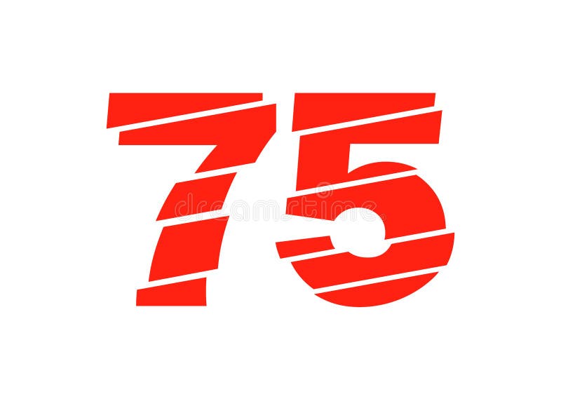 Modern Red 75 Number Design Vector Illustration. Numeral Vector Trendy ...