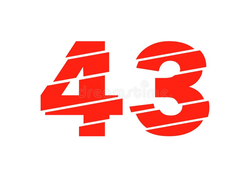 Modern Red 43 Number Design Vector Illustration. Numeral Vector Trendy ...