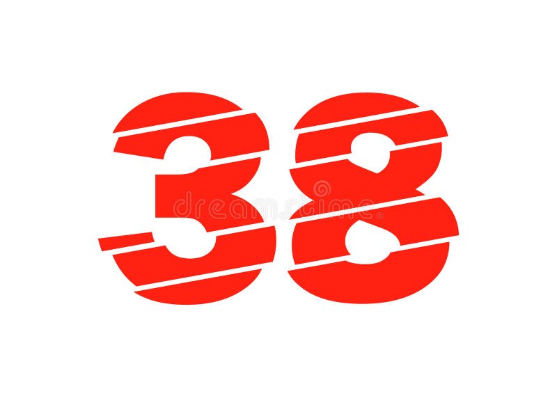 Modern Red 38 Number Design Vector Illustration. Numeral Vector Trendy ...
