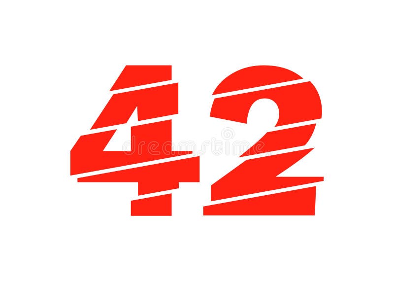 Modern Red 42 Number Design Vector Illustration. Numeral Vector Trendy ...