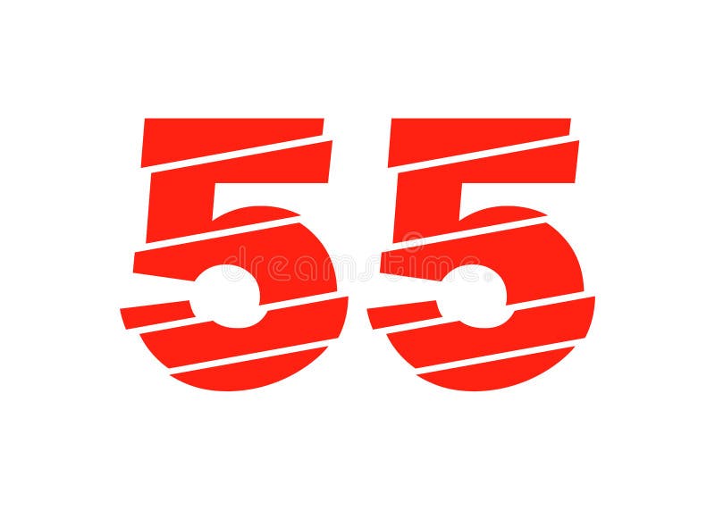 Modern Red 55 Number Design Vector Illustration. Numeral Vector Trendy ...